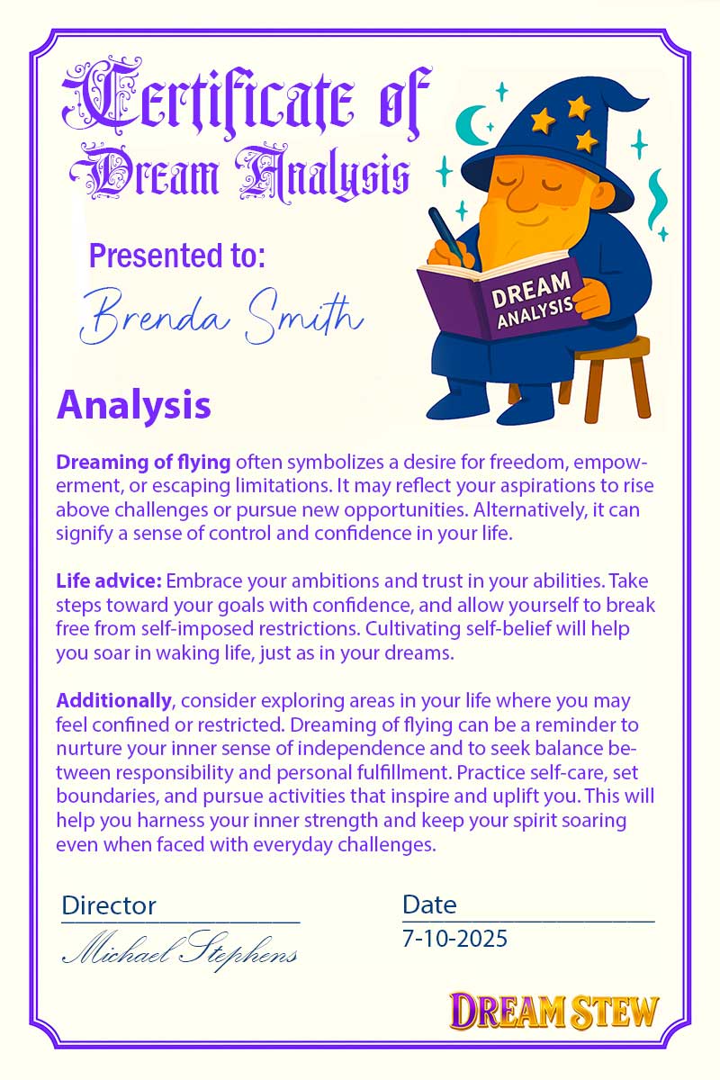 Certificate – Dream interpretation